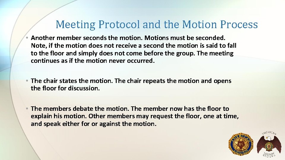 American Legion Riders Meeting Agenda Protocol Developed by