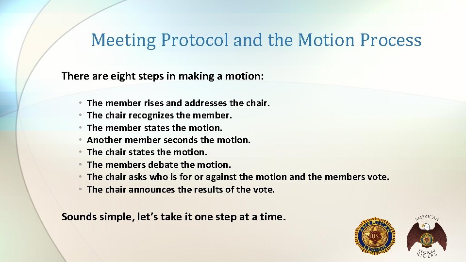 American Legion Riders Meeting Agenda Protocol Developed by