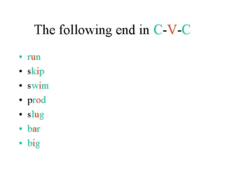 Doubling the CVC spelling rule a presentation by
