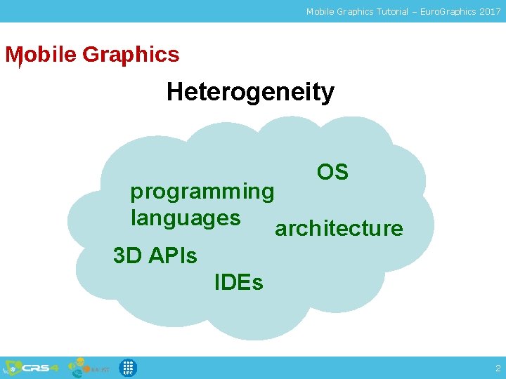 Mobile Graphics Tutorial Euro Graphics 2017 Visual Computing