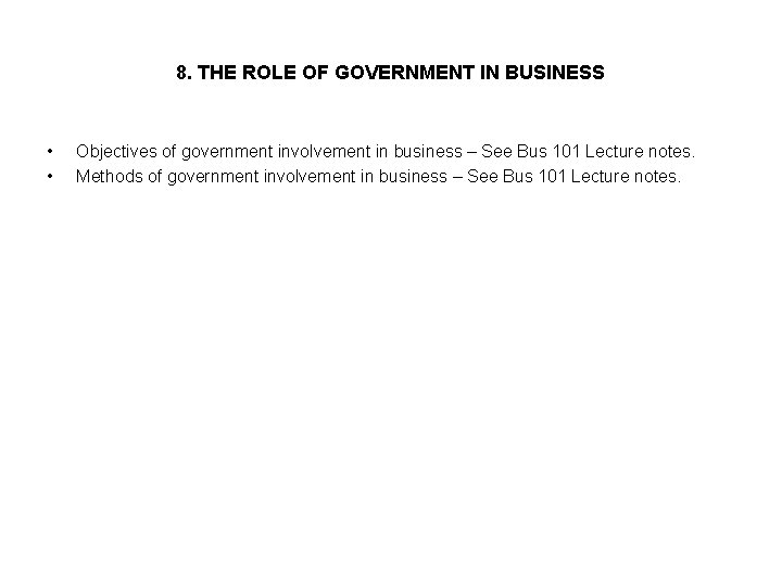 BUS 102 INTRODUCTION TO BUSINESS II LECTURE NOTES
