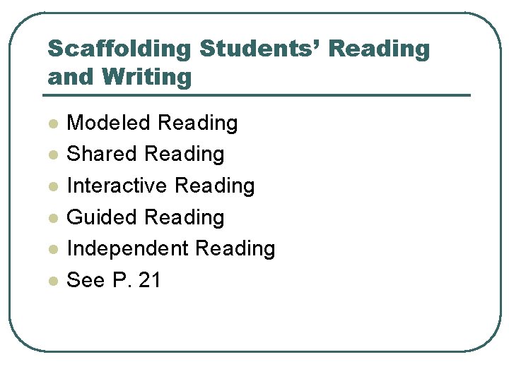 Becoming an Effective Teacher of Reading Chapter 1