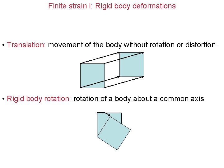 Finite strain I Rigid body deformations Strain measurements