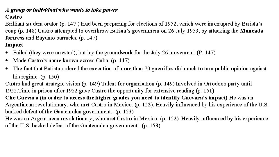 Why did Castro rise to power in Cuba