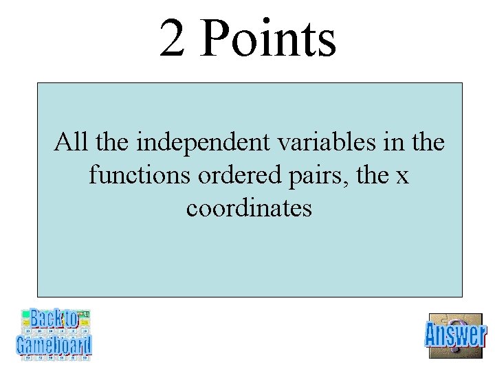 Math Jeopardy Vocabulary Relation and Functions Function Rules