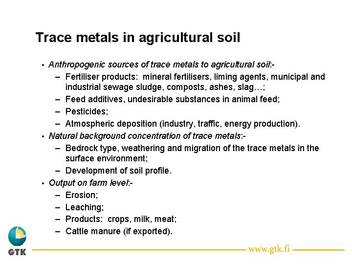 Field balances of trace elements at the farm