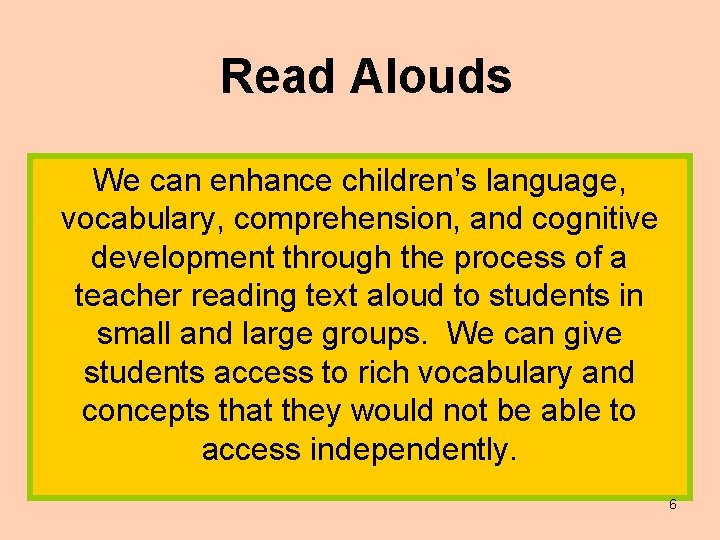 Vocabulary and Comprehension Read Alouds and Story Structure