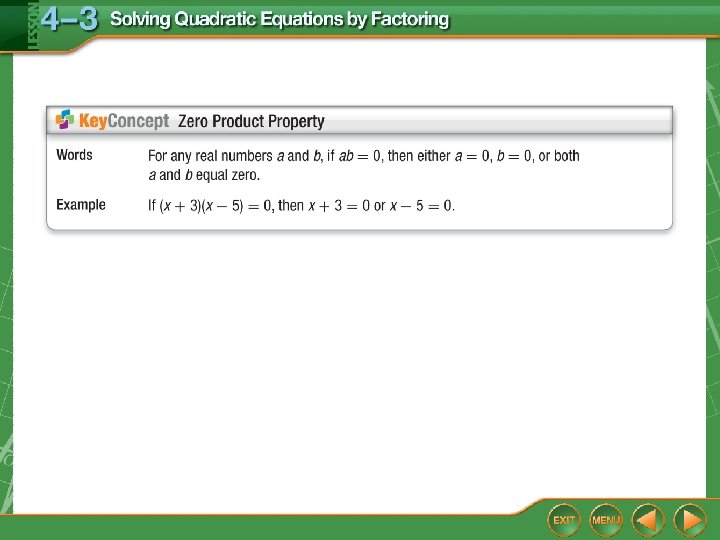 LESSON 03 Quadratic Functions Solving by Graphing Factoring