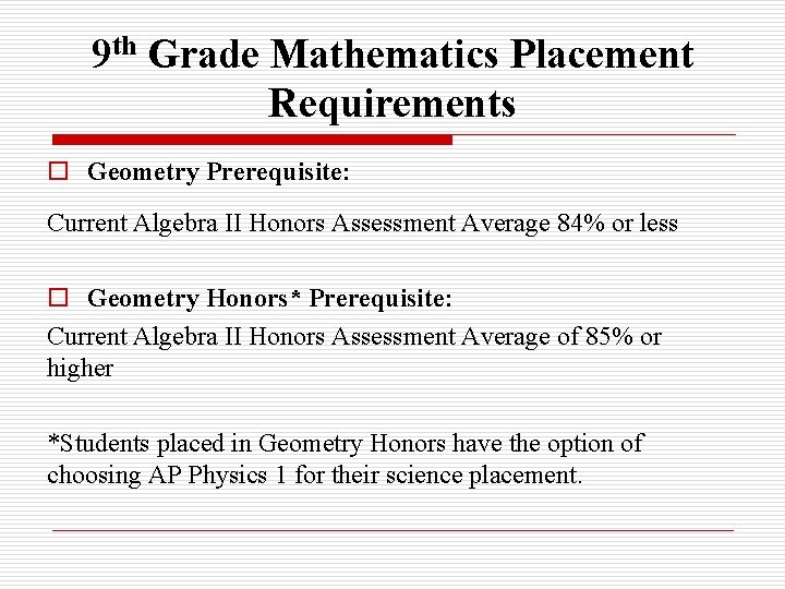WELCOME Robbinsville High School 8 th Grade Academic