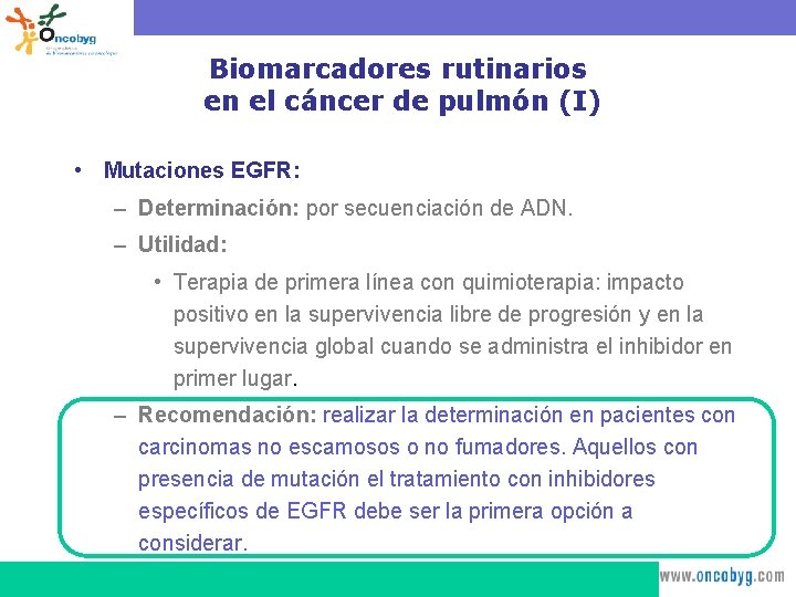 Biomarcadores moleculares en Oncologa Cncer de pulmn Biomarcadores