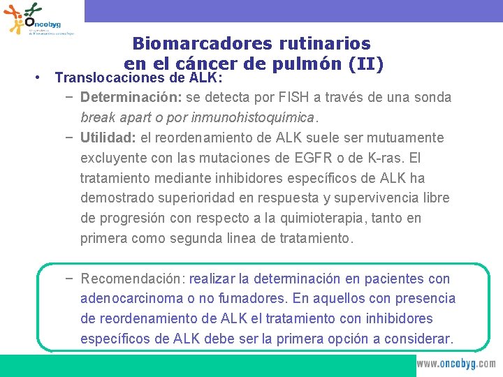Biomarcadores moleculares en Oncologa Cncer de pulmn Biomarcadores