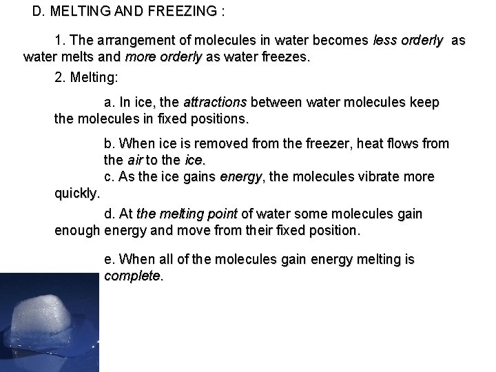 States of Matter I Describing the States of