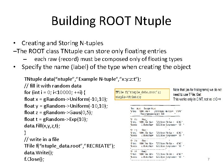MustKnow ROOT Class IOTGraphTntupleTtree 1 IO Saving Objects