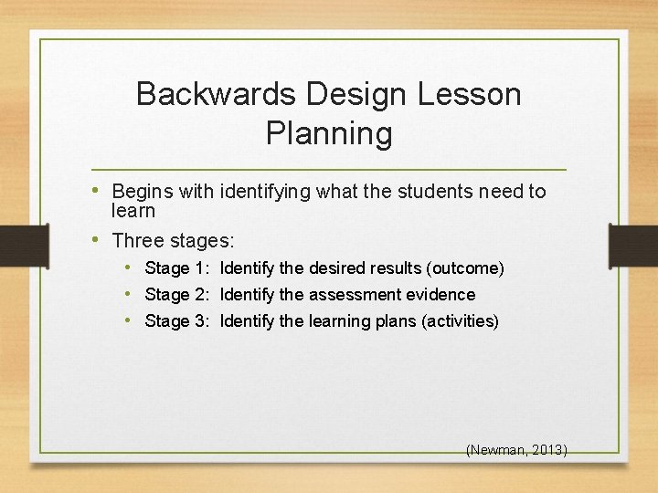 Backwards Design Lesson Planning Agenda Backwards Design Beginning
