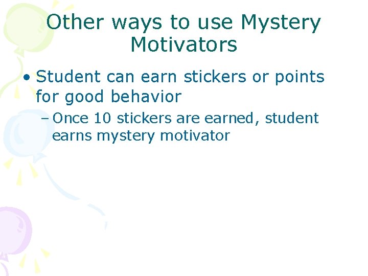 Behavioral Interventions Mystery Motivators Behavior Contracts ...