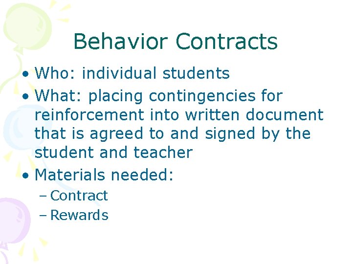 Behavioral Interventions Mystery Motivators Behavior Contracts ...
