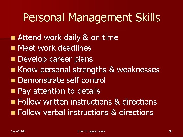 Learning basic work habits attire and work experience