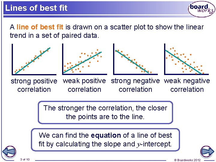 Regression 1 of 10 Boardworks 2012 Information 2