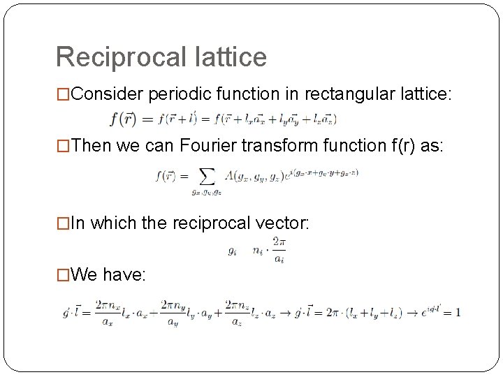 Band structure Dung Nguyen Content Lattice structure 1