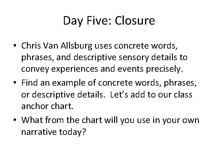 The Stranger By Chris Van Allsburg Essential Question