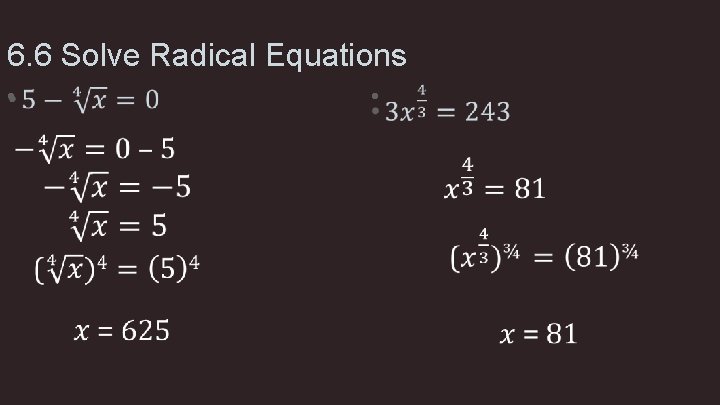 RATIONAL EXPONENTS AND RADICAL FUNCTIONS Algebra 2 Chapter