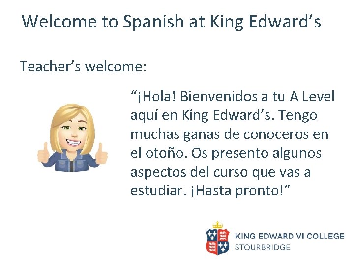 A level Spanish Bienvenidos Welcome to Spanish at