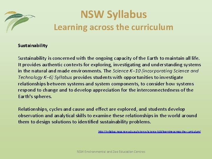 Teaching and learning about sustainability ACARA Cross curriculum