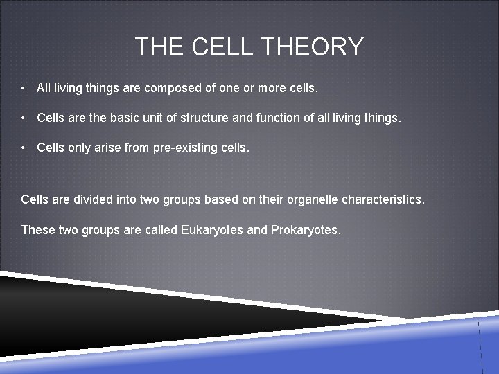 THE CELL BIOLOGY 11 ADVANCED THE CELL THEORY