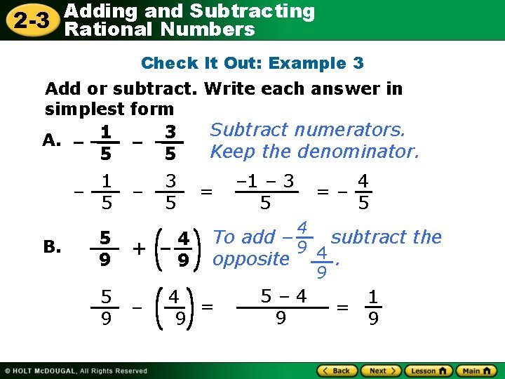 Adding and Subtracting 2 3 Rational Numbers Warm