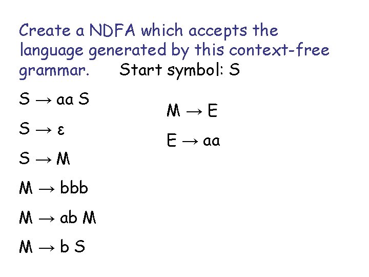 Problem of the DAY Create a regular contextfree