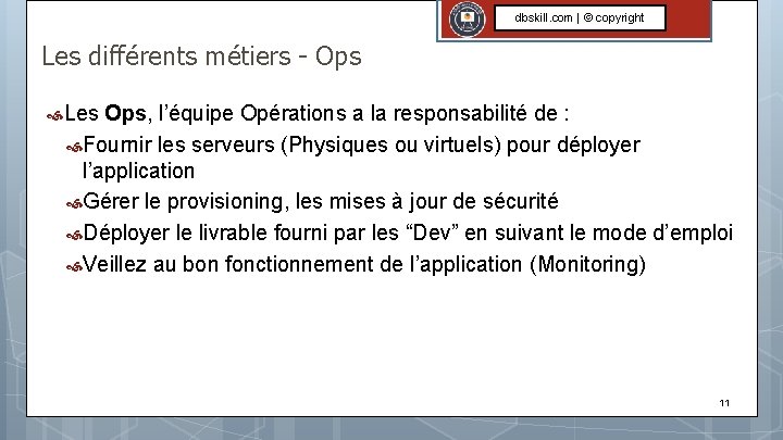dbskill com copyright Dev Ops Introduction dbskill com
