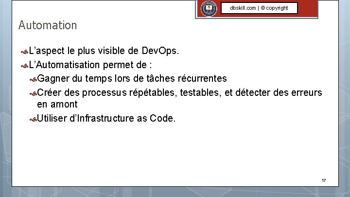 dbskill com copyright Dev Ops Introduction dbskill com
