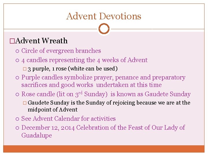 Days of Celebration DECEMBER 2 2014 Liturgical Year