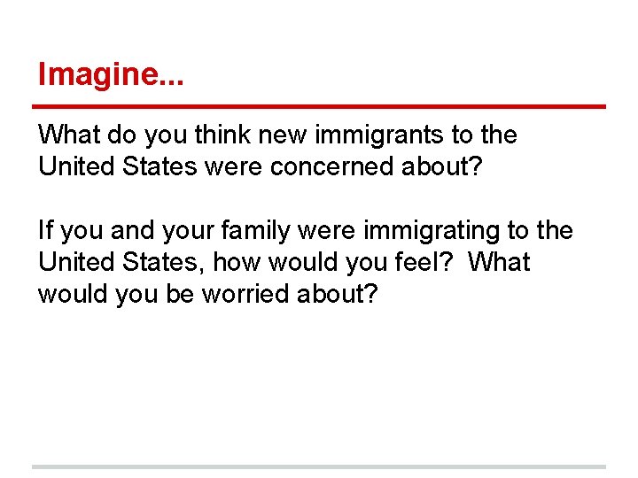 Coming to America The Immigrant Experience Some Vocabulary