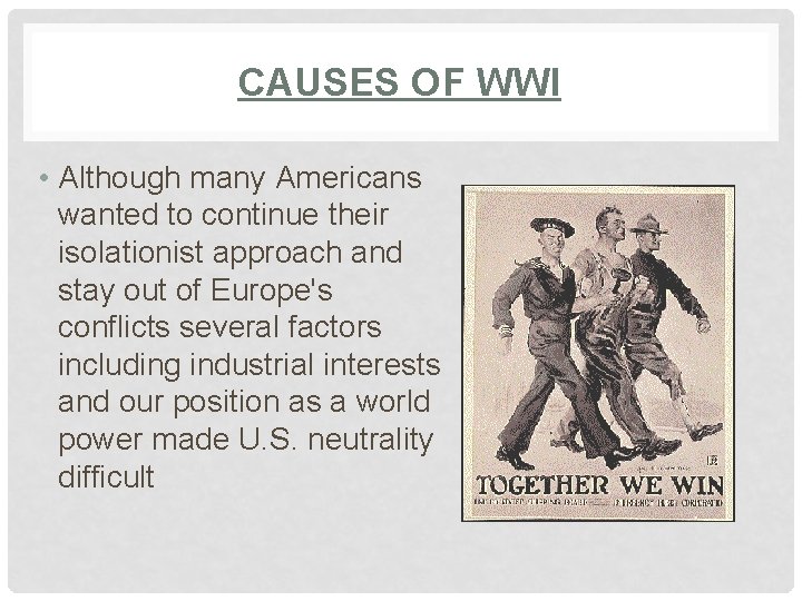 CHAPTER 11 SECTION 1 WORLD WAR I BEGINS