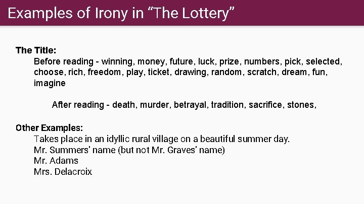The Lottery By Shirley Jackson Brain Games https