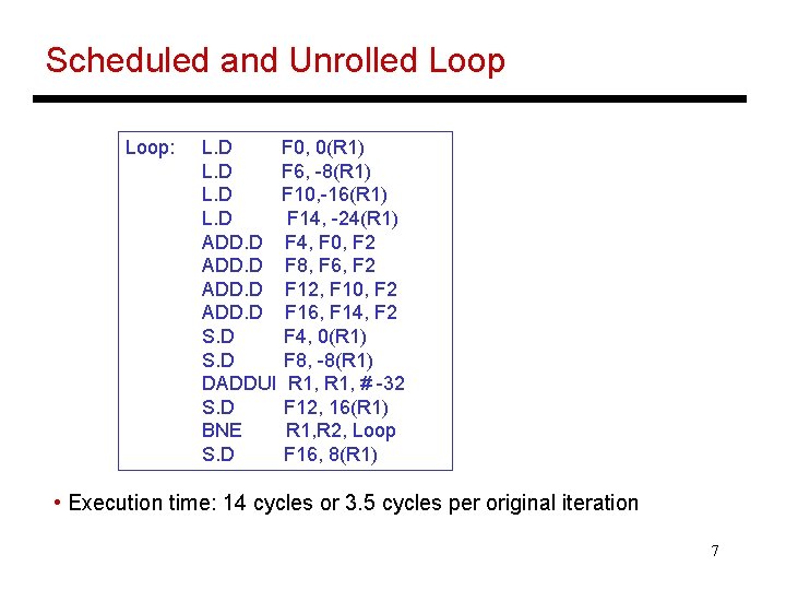 Lecture 10 Static ILP Basics Topics loop unrolling