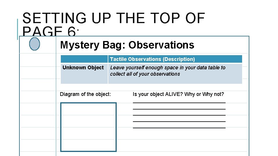 GRAB YOUR FOCUS LESSON Complete the diagram column