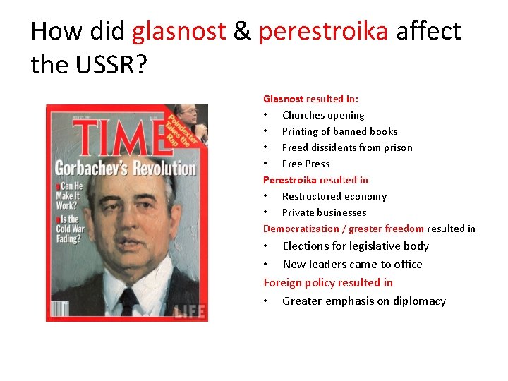 Cold War Thaw and End Eastern bloc challenges