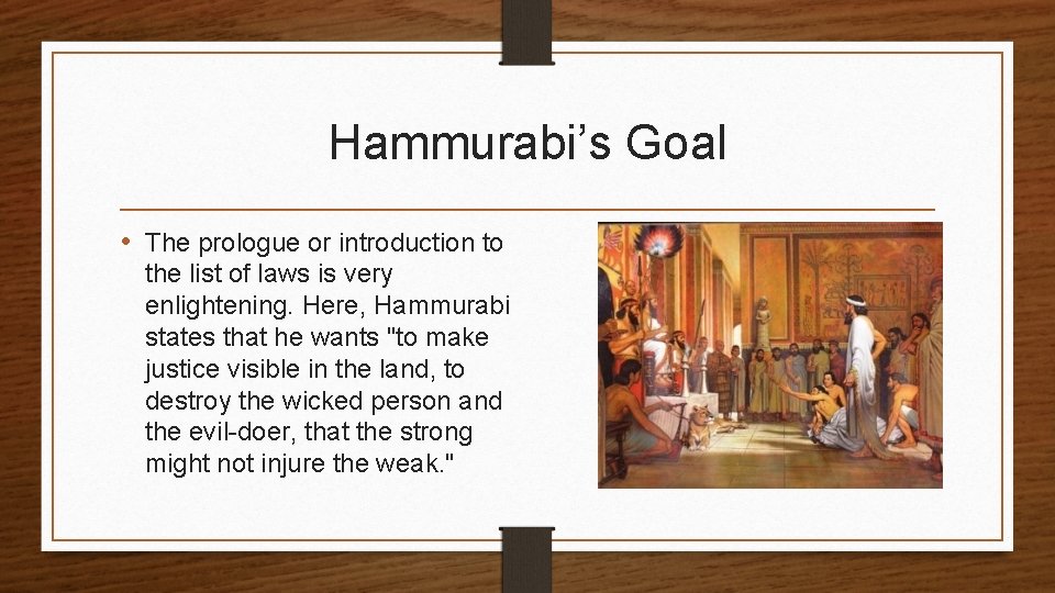 Hammurabis Code An eye for an eye What