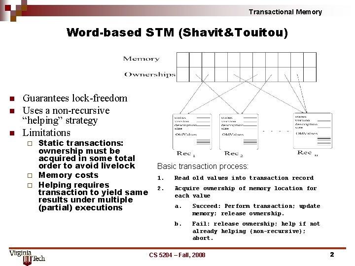 Transactional Memory Part 2 Softwarebased Approaches Transactional Memory