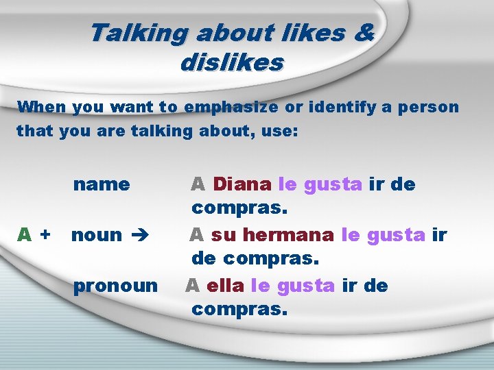 Talking about likes dislikes using Gustar Infinitive Unidad
