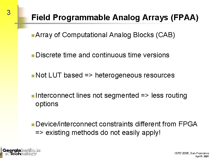 Mapping Algorithm For Largescale Field Programmable Analog Array