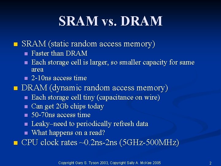 Memory Hierarchies Adapted from slides by Sally Mc