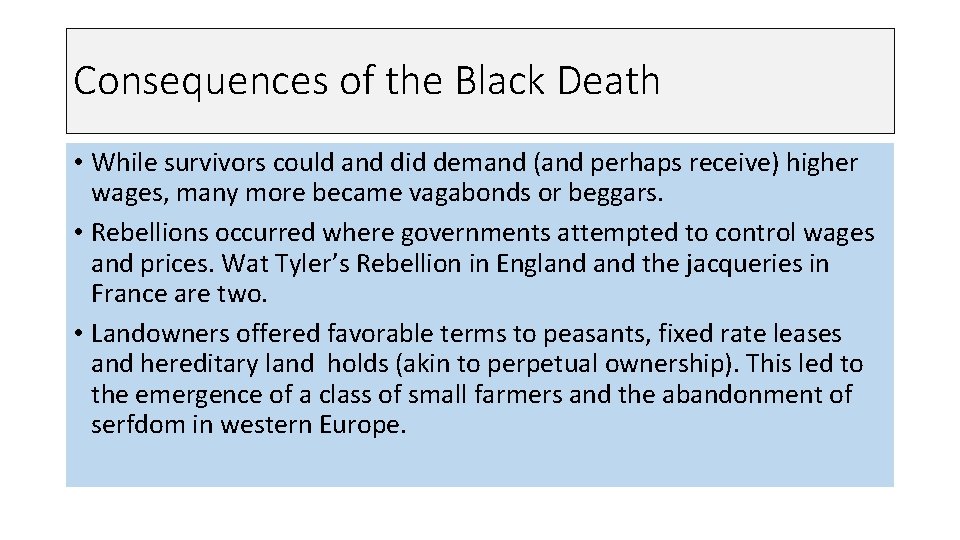 Western Christendom from 1300 to 1560 Black Death
