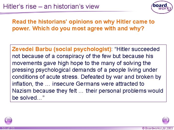 Hitlers Rise to Power 1 of 21 Boardworks