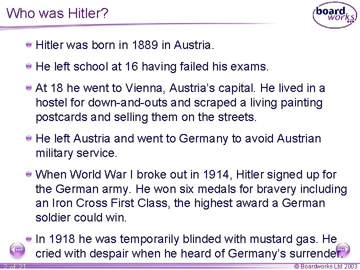 Hitlers Rise to Power 1 of 21 Boardworks