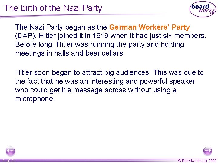 Hitlers Rise to Power 1 of 21 Boardworks