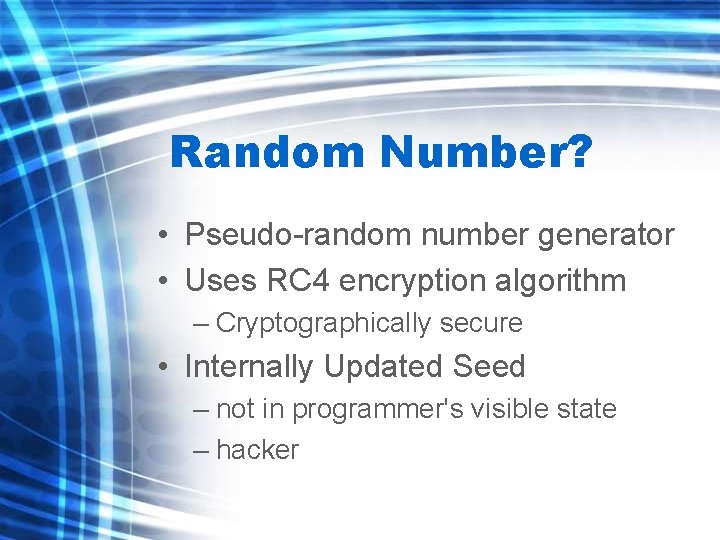 Random Number Generator March 1 2006 Component Layout