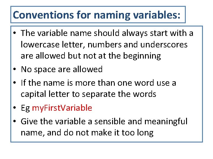 More about Variables Lesson 5 Starter Exercise Variables